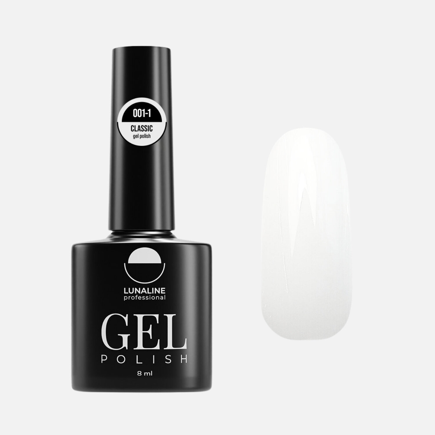 Гель-лак LunaLine №001-1 8 мл❗️ВНИМАНИЕ❗️СРОК годности 03.2026 классическая коллекция, белый, без эффекта