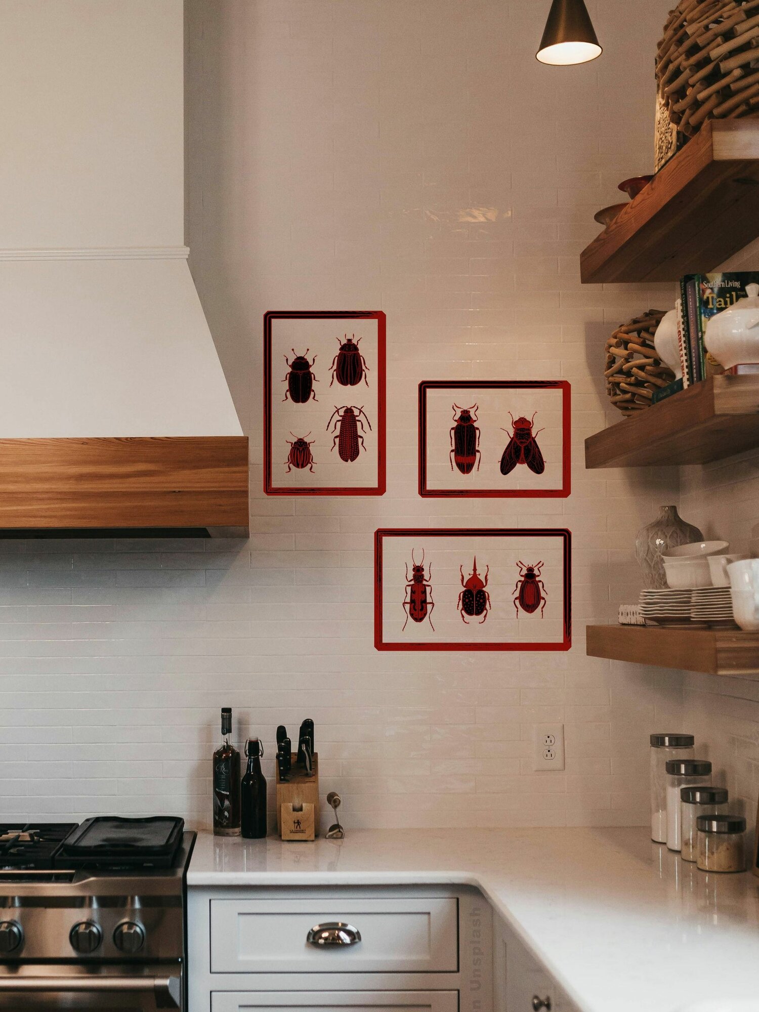 Интерьерная наклейка влагостойкая "Детальные рамки насекомые" легкосъемная