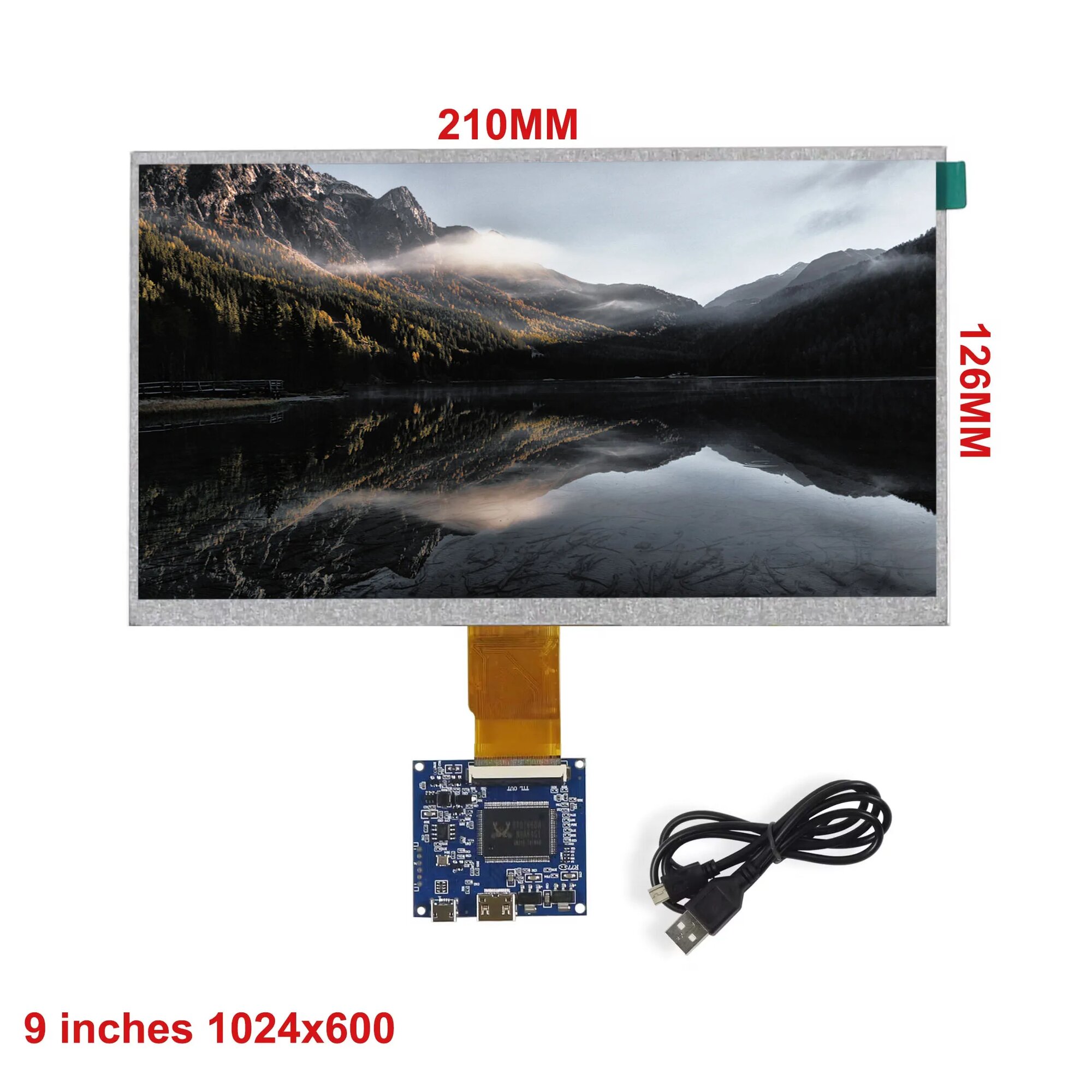 9" TFT экран 1024x600 для Raspberry Pi, Board With screen