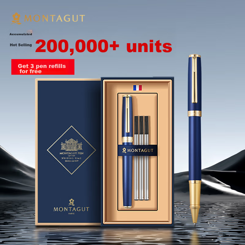 [Back to School Gift] Montagut Signature Pen, Business Ballpoint Pen Gift Box, Graduation Gift for Teachers, Writing Signature Pen, Liliya Series, Blue, 0.5mm