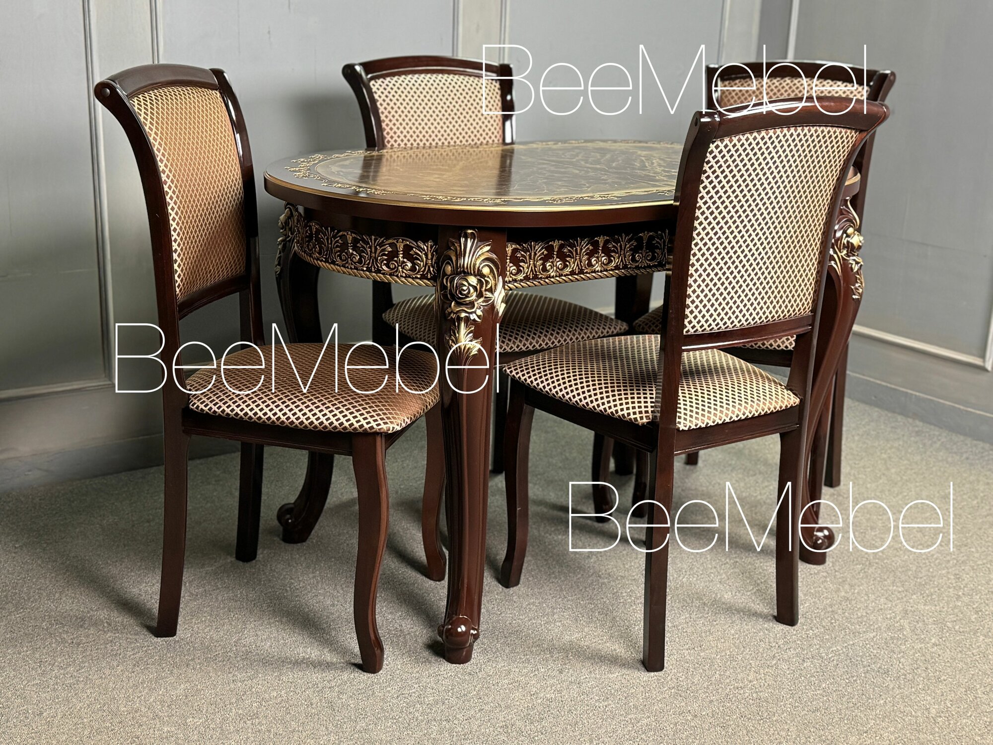 Обеденная группа, стол 120 и 4 стула . Стол Роза и стулья для кухни