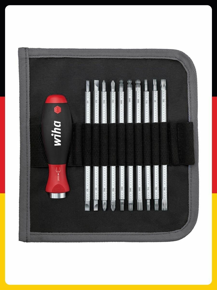 Отвертка Wiha со сменными лезвиями, набор SYSTEM 6, смешанный, 11 предметов, в сумке