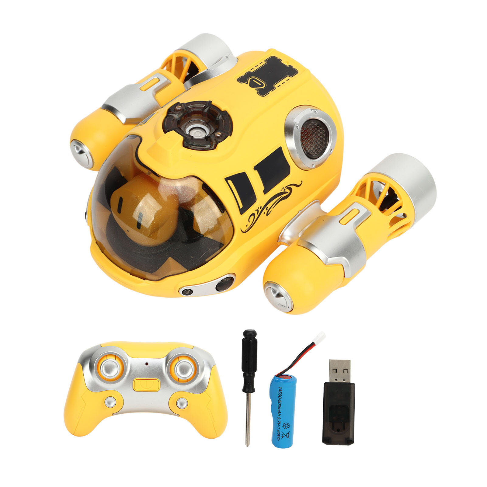 Желтая моторная лодка с дистанционным управлением для бассейнов и озер, игрушка-подводная лодка с аккумулятором емкостью 500 мАч и распылителем, стиль газовой лодки для детей