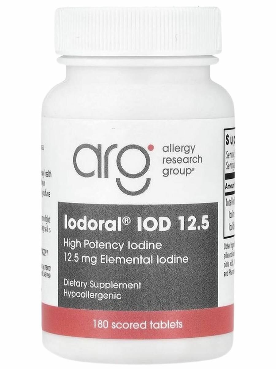 Allergy Research Group, Iodoral, IOD, йод 12,5 мг, 180 таблеток