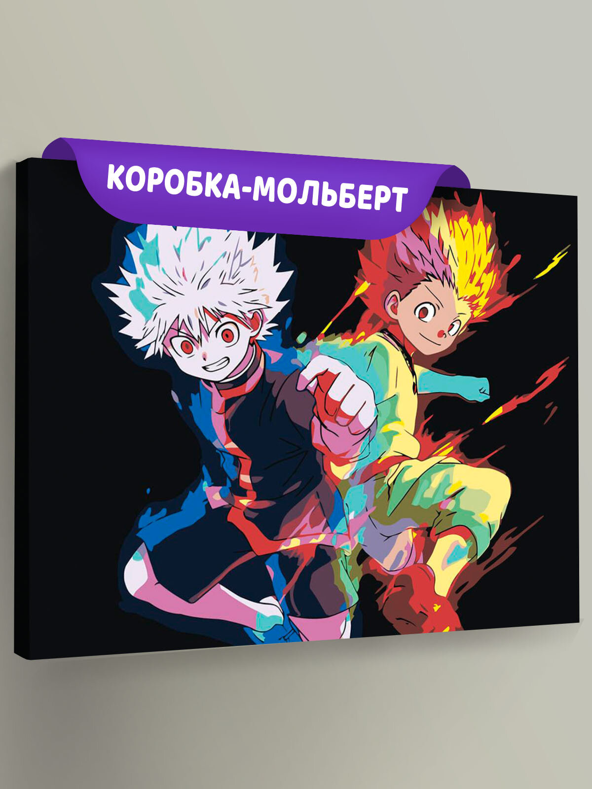 Картина по номерам на холсте с подрамником "Аниме: Яркие герои", Раскраска 40х50 см, Мальчики Люди