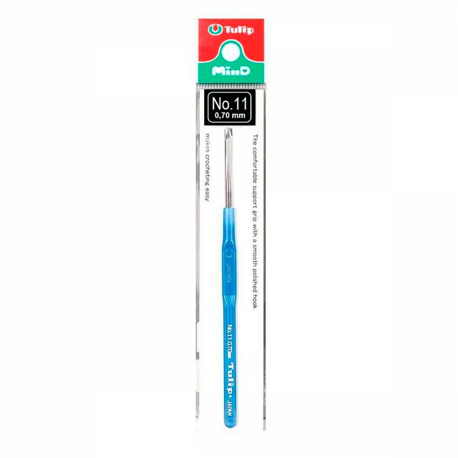 Крючок для вязания с ручкой MinD 0,7мм, сталь/пластик, золотистый/синий, Tulip, TA-1048e