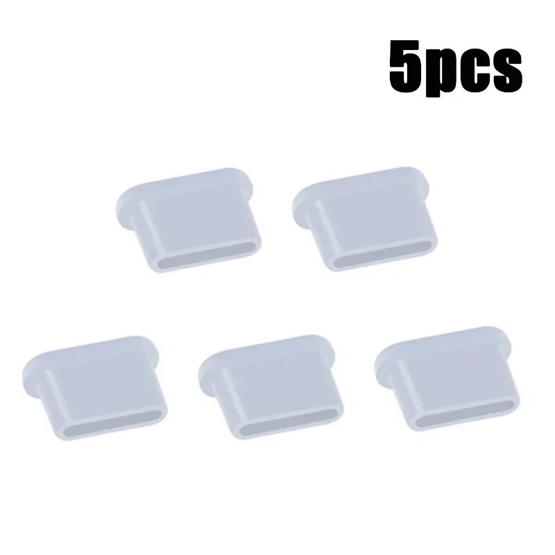 Силиконовая противопыльная заглушка 3,5 мм, разъем для наушников типа C, порт для зарядки, пылезащитная заглушка, универсальная пробка, крышка для ушей для мобильного телефона, ноутбука 5Pcs Clear Type C