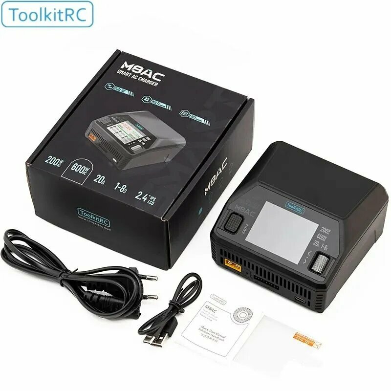 ToolkitRC M8AC 20W-600W умное зарядное устройство разрядник для 1-8S LiHV Lipo батареи PD 65W RC модели