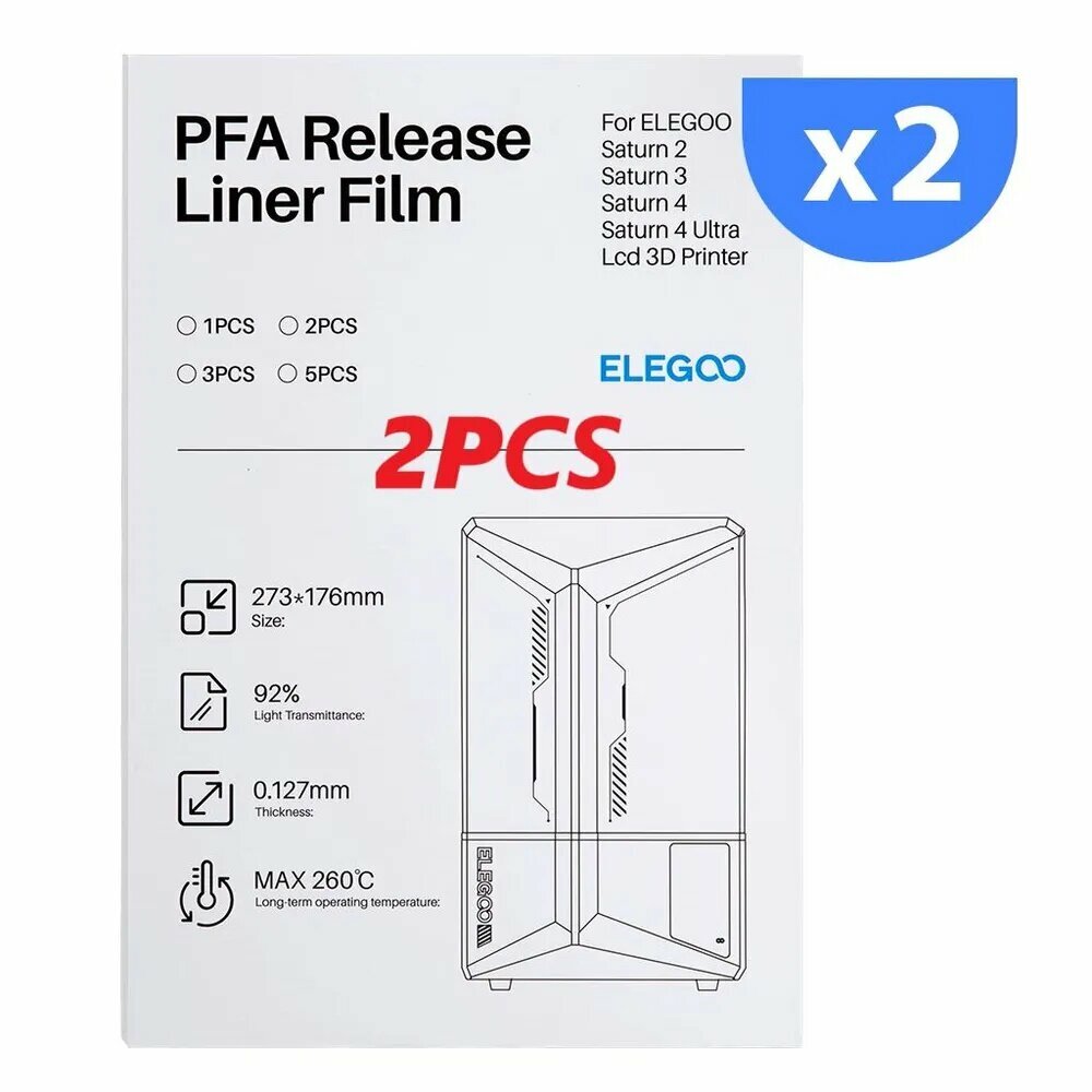 Пленка для 3д принтера ELEGOO PFA Film (nFEP 2.0) 2 штук для Mars, Saturn 2, 3, 4 Ultra,