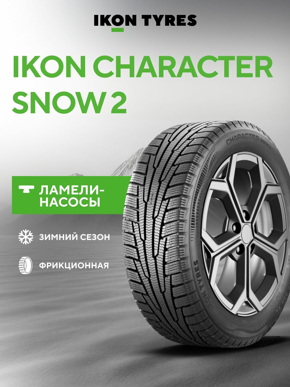 Зимние фрикционные автошины для легковых автомобилей Ikon Tyres Character Snow 2 185/55 R15 86R XL (Россия)