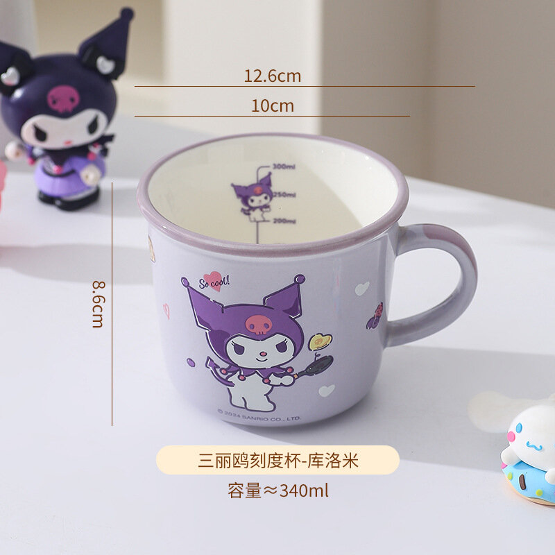 Набор посуды Sanrio Kuromi: керамическая миска и тарелка для домашнего использования, милые детские обеденные миски и тарелки, керамическая миска и тарелка