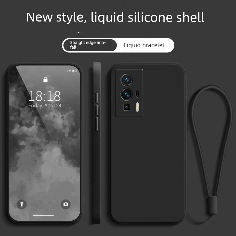 Чехол для Redmi K60 из жидкой силикона, классический черный, полная защита