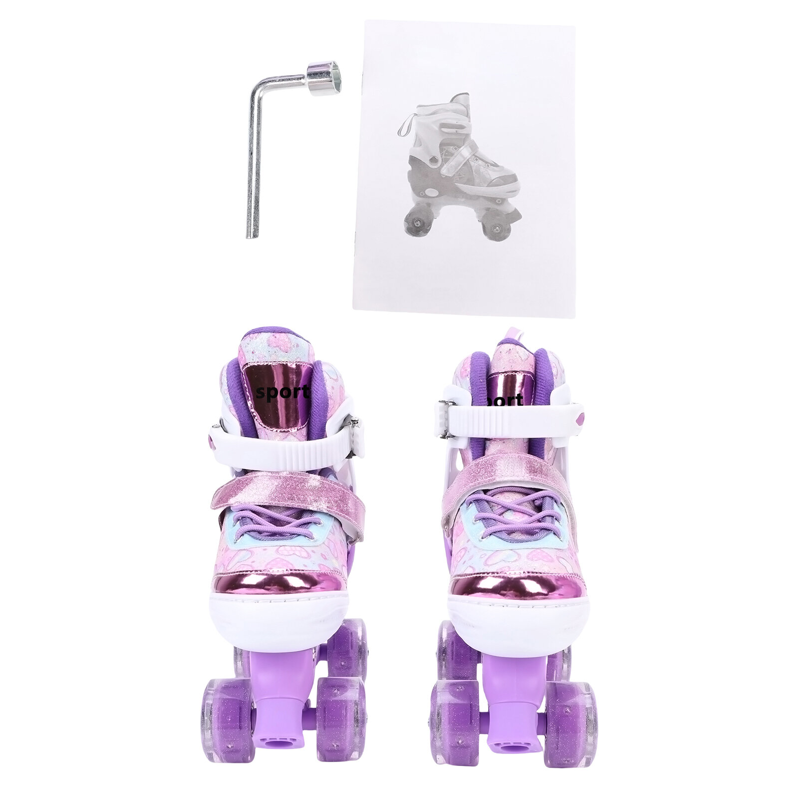 Роликовые Коньки для Девочек в Возрасте от 6 до 12 Лет с Регулируемым Размером Мигающего Колеса ABEC С Тройной Защитой для Наружного и Внутреннего Использования Фиолетовый M