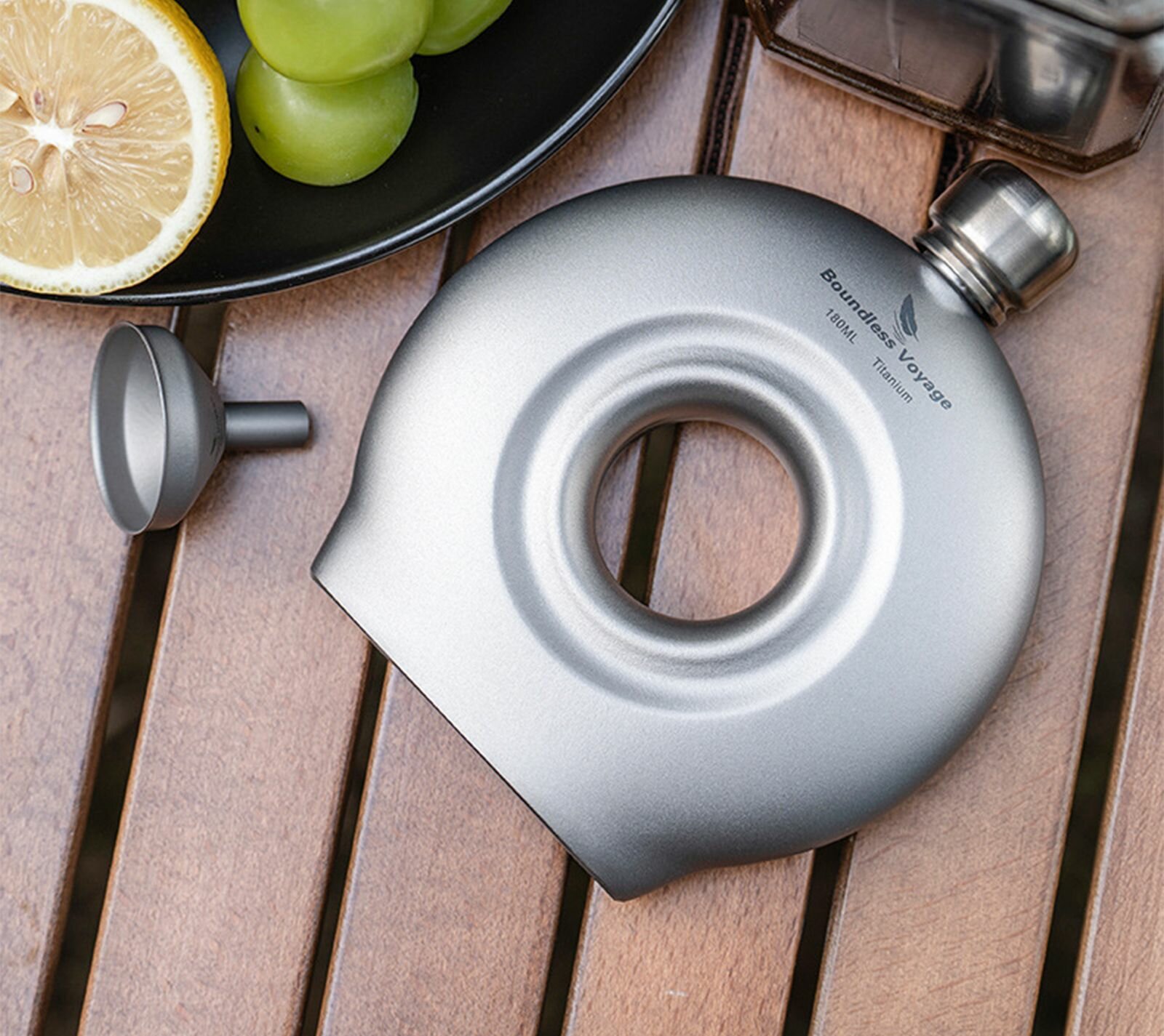 Титановая фляга Boundless Voyage 180мл, воронка, чехол