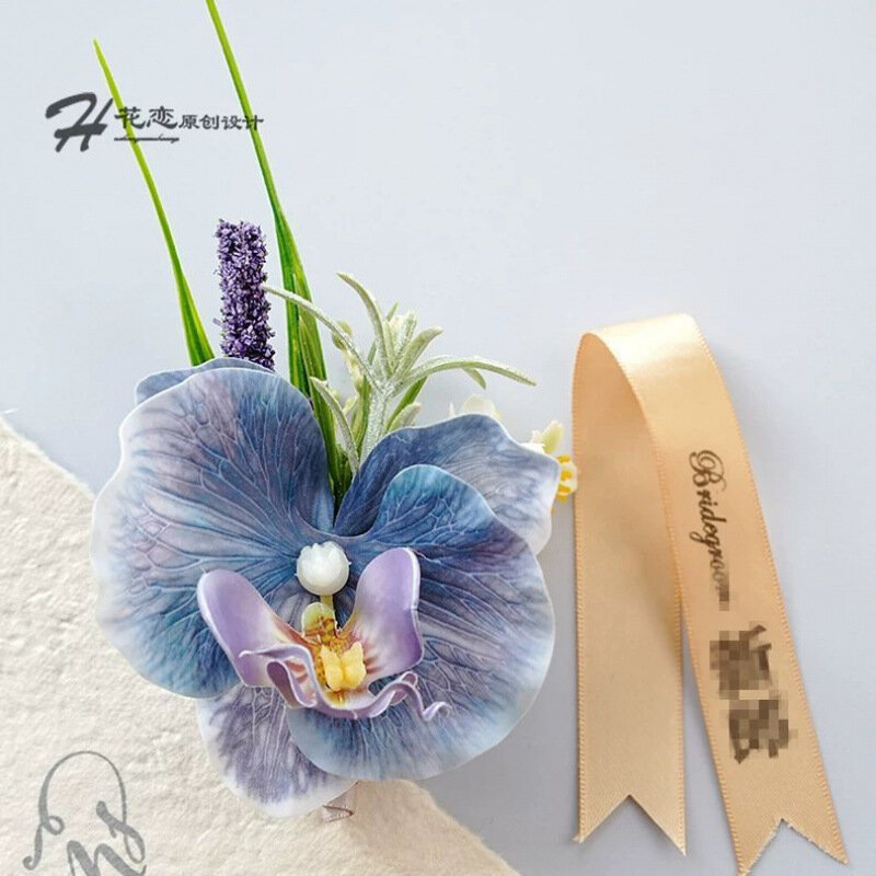 Бутоньерка для жениха и невесты, полный набор для родителей, имитация цветка на лацкане, цветок на запястье для шафера и подружки невесты