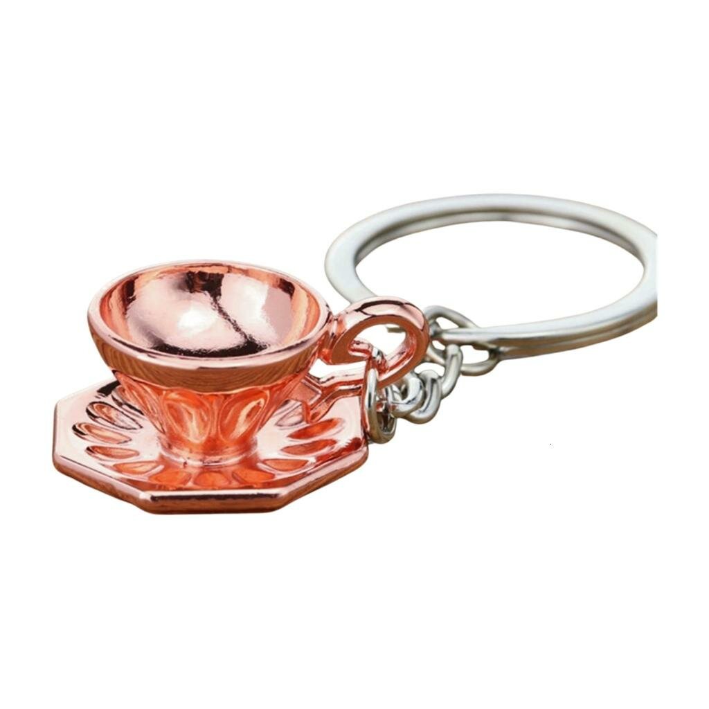 Брелок, Мини-чашка, кофеварка, кофемолка, брелок для ключей- Чашка-поднос X-1157 из розового золота