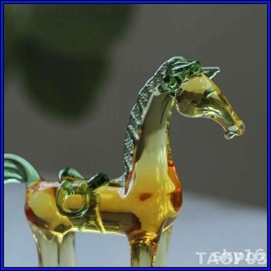 Хрустальная фигурка лошади ручной работы Зеленый прозрачный пони