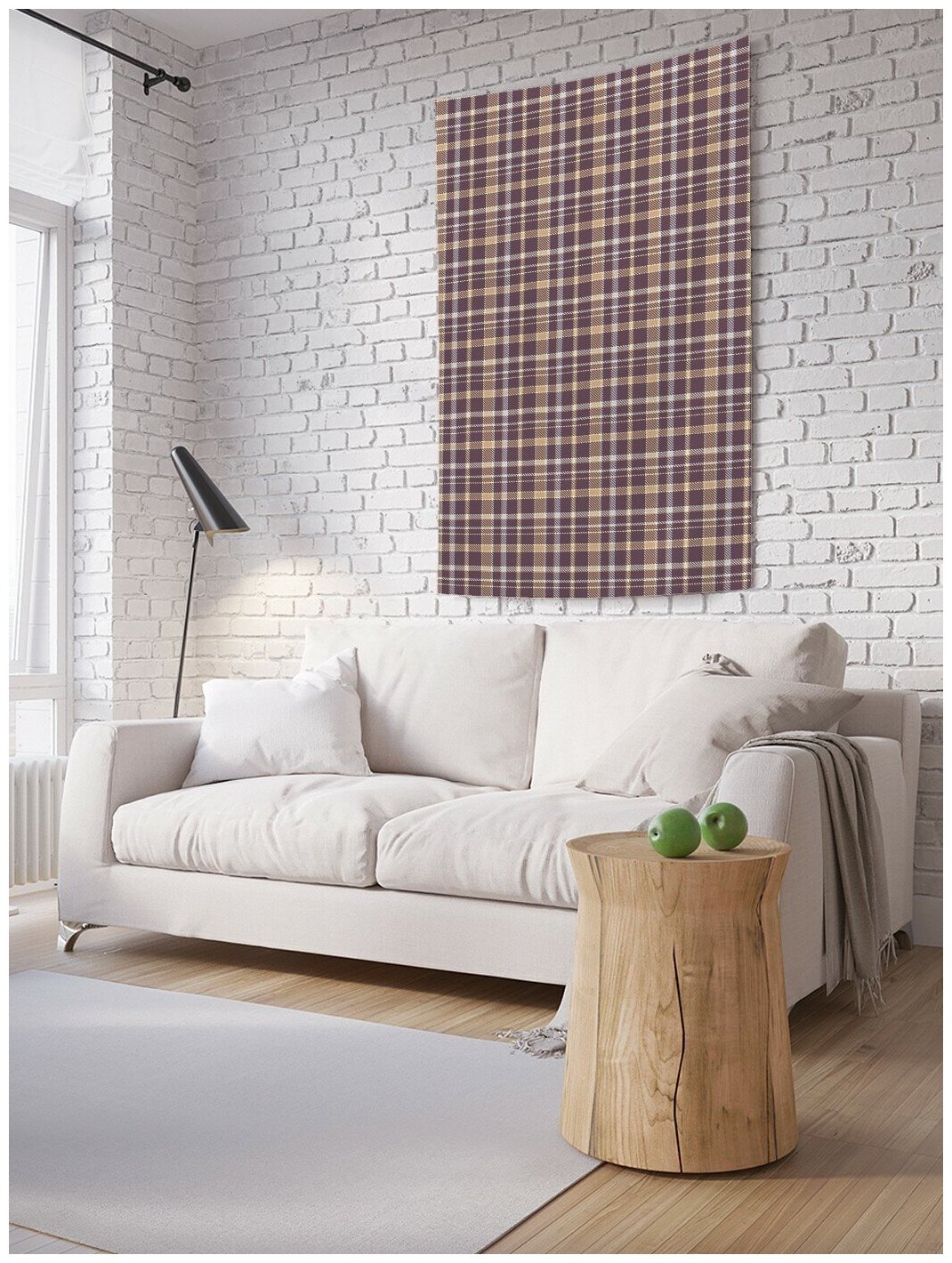 Фотопанно на стену вертикальный из ткани постер 100х150 "Мелкая шотландская клетка", JoyArty