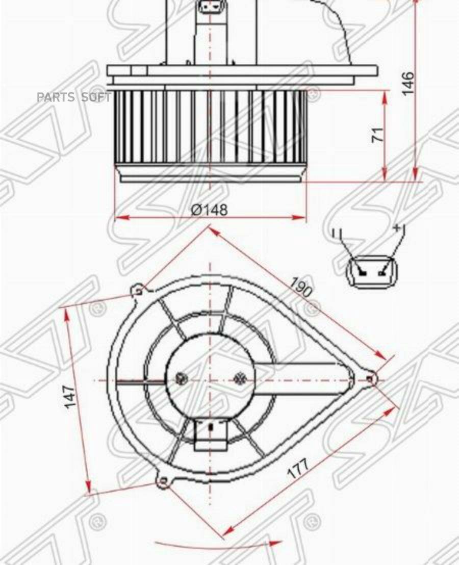 Мотор отопителя салона (Левый руль) Peugeot Boxer 94-06 / Citroen Jumper 94-02 SAT ST-71734232 | цена за 1 шт