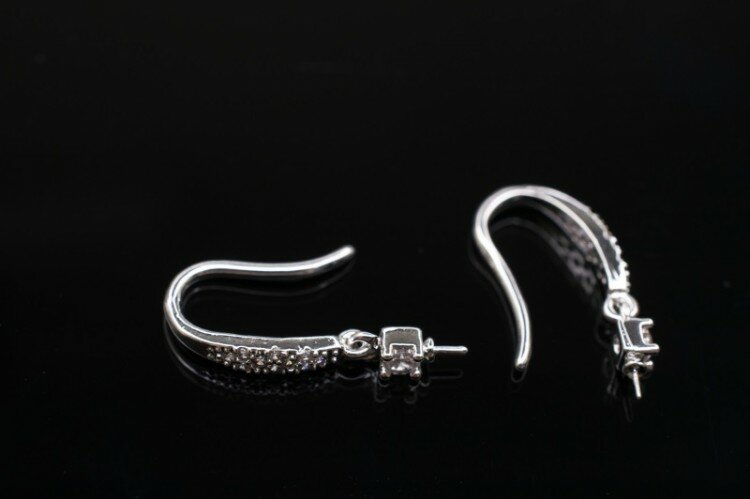 Швензы основы для серег 14х9х2,5мм, штифт 0,3мм, цвет платина, латунь/фианит, 21-168, 1 пара