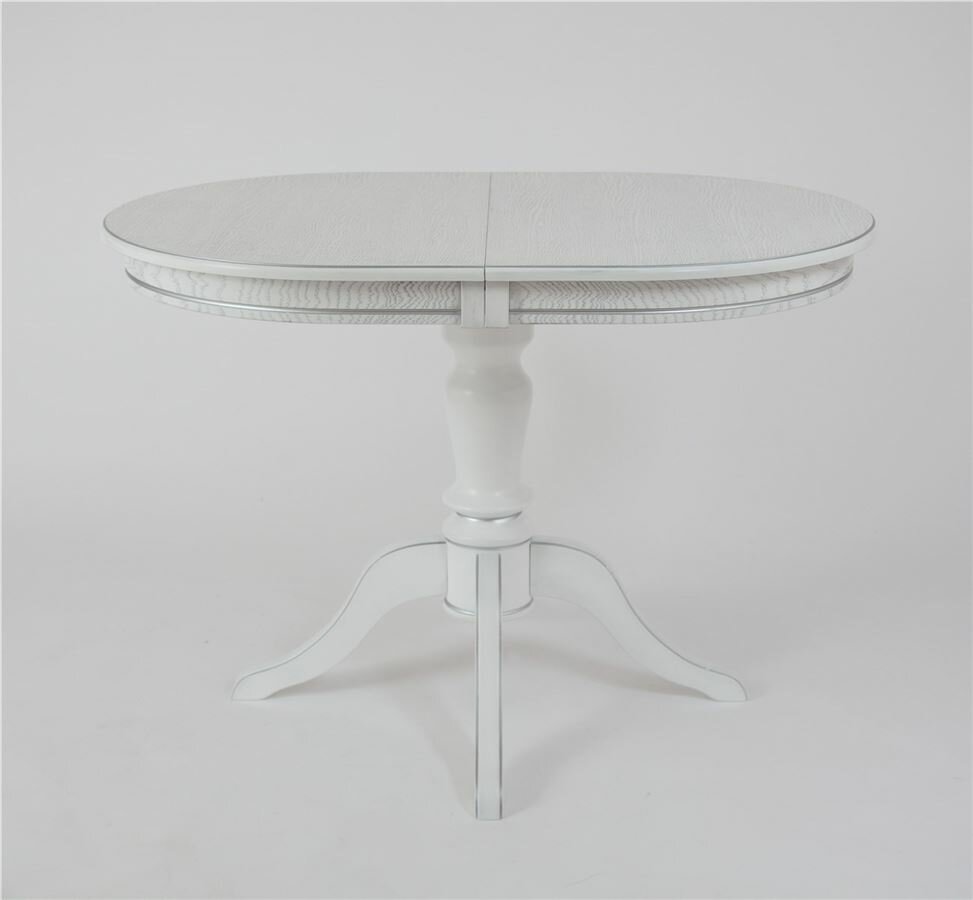 Стол "Капелла" (цвет Белый / патина серебро/шпон дуб)