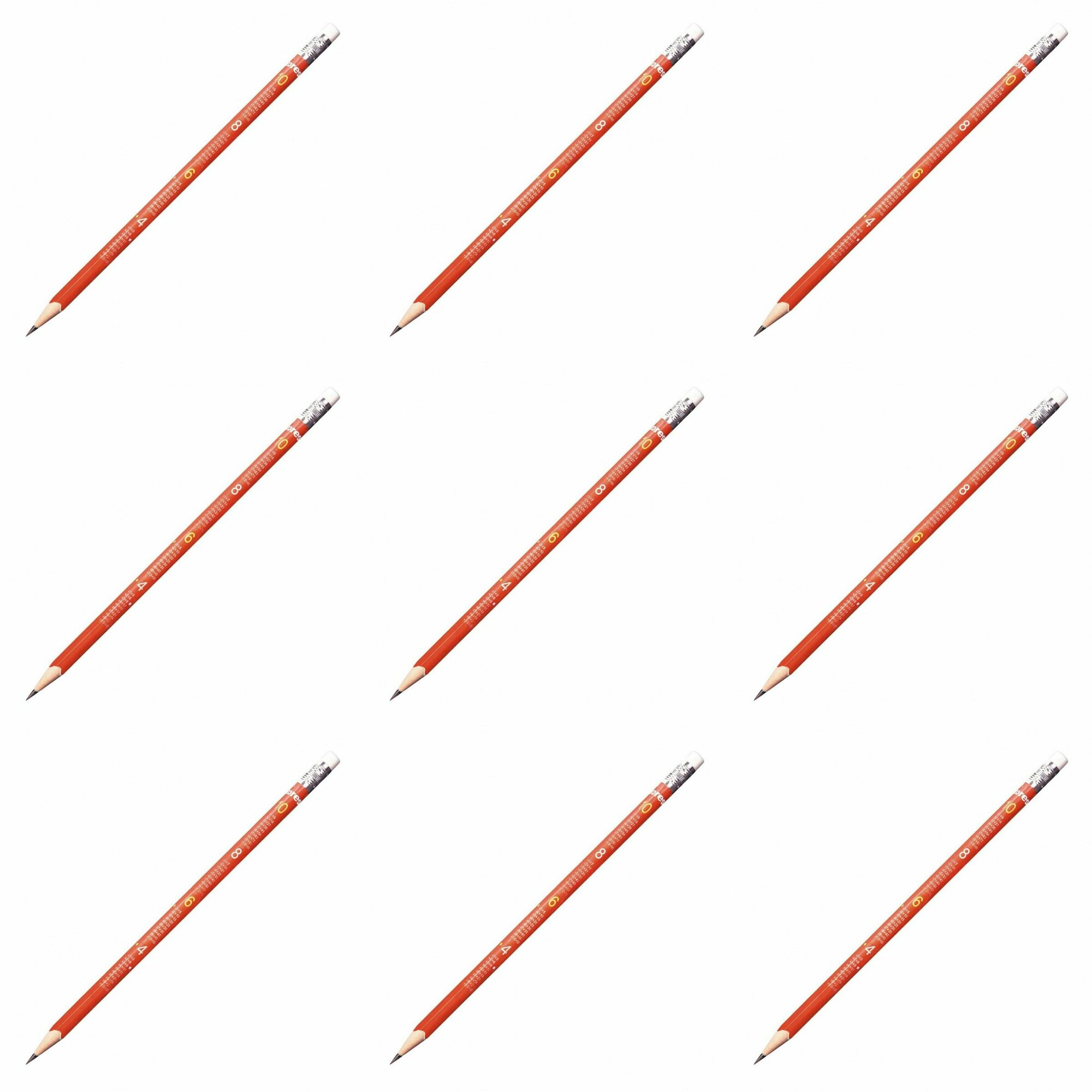 Kores Карандаш чернографитный трехгранный HB с ластиком, 9 шт