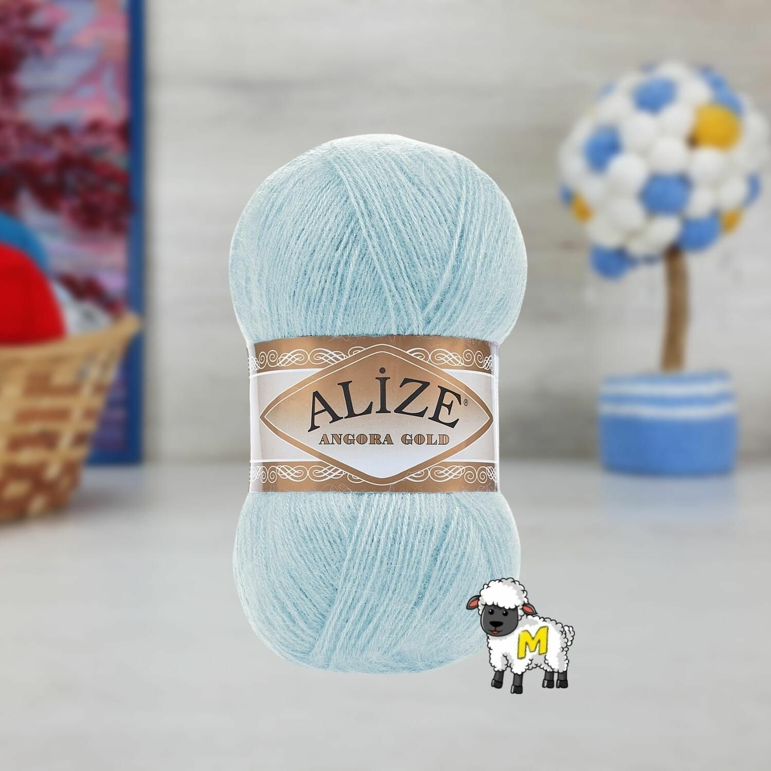 Пряжа ALIZE Angora Gold, мята - 114, 20% шерсть, 80% акрил, 5 мотков, 100 г, 550 м.