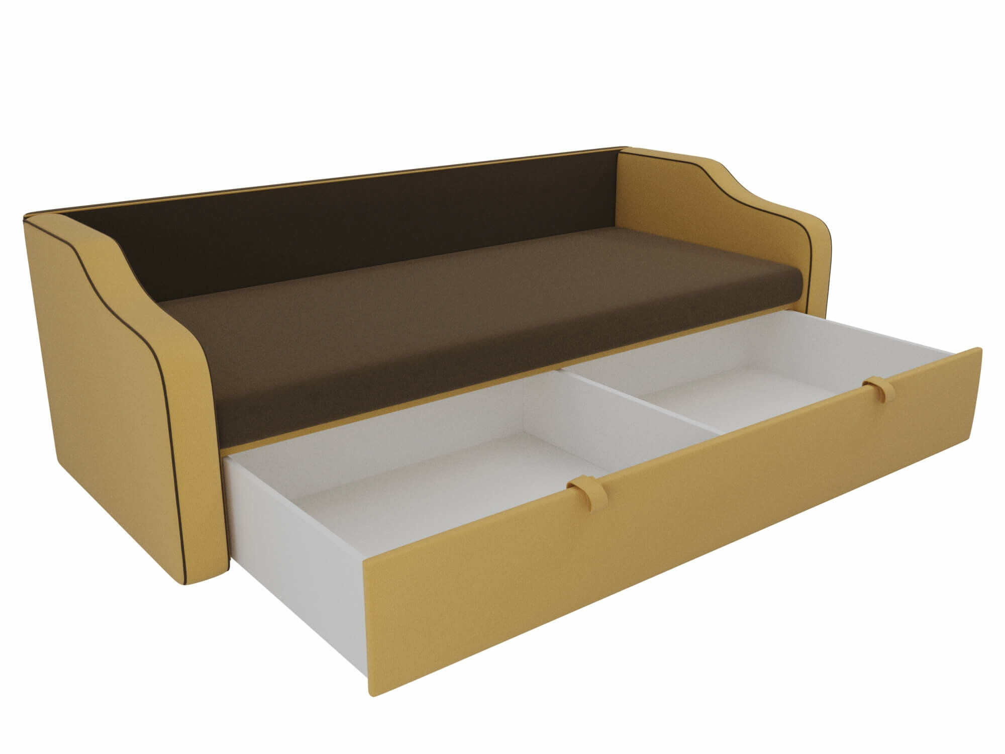 Artum Прямой диван Рико вельвет коричневый желтый