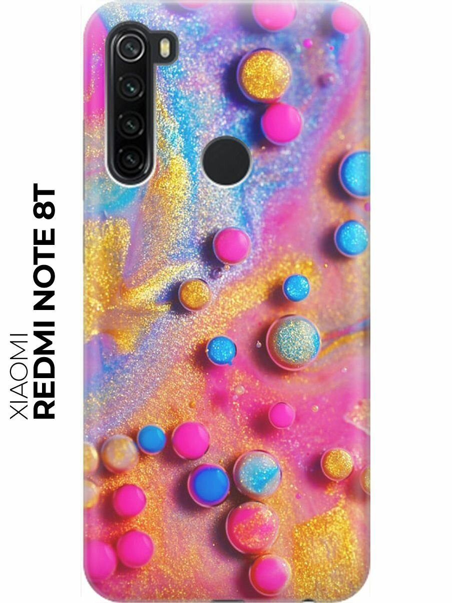 Накладка Transparent для Xiaomi Redmi Note 8T с принтом "Разноцветные капли красок"