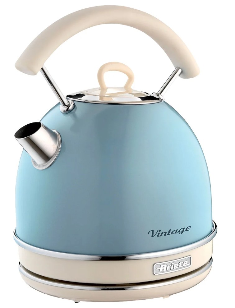 Электрический чайник Ariete Vintage, металл, 1,7л, 2000Вт, голубой