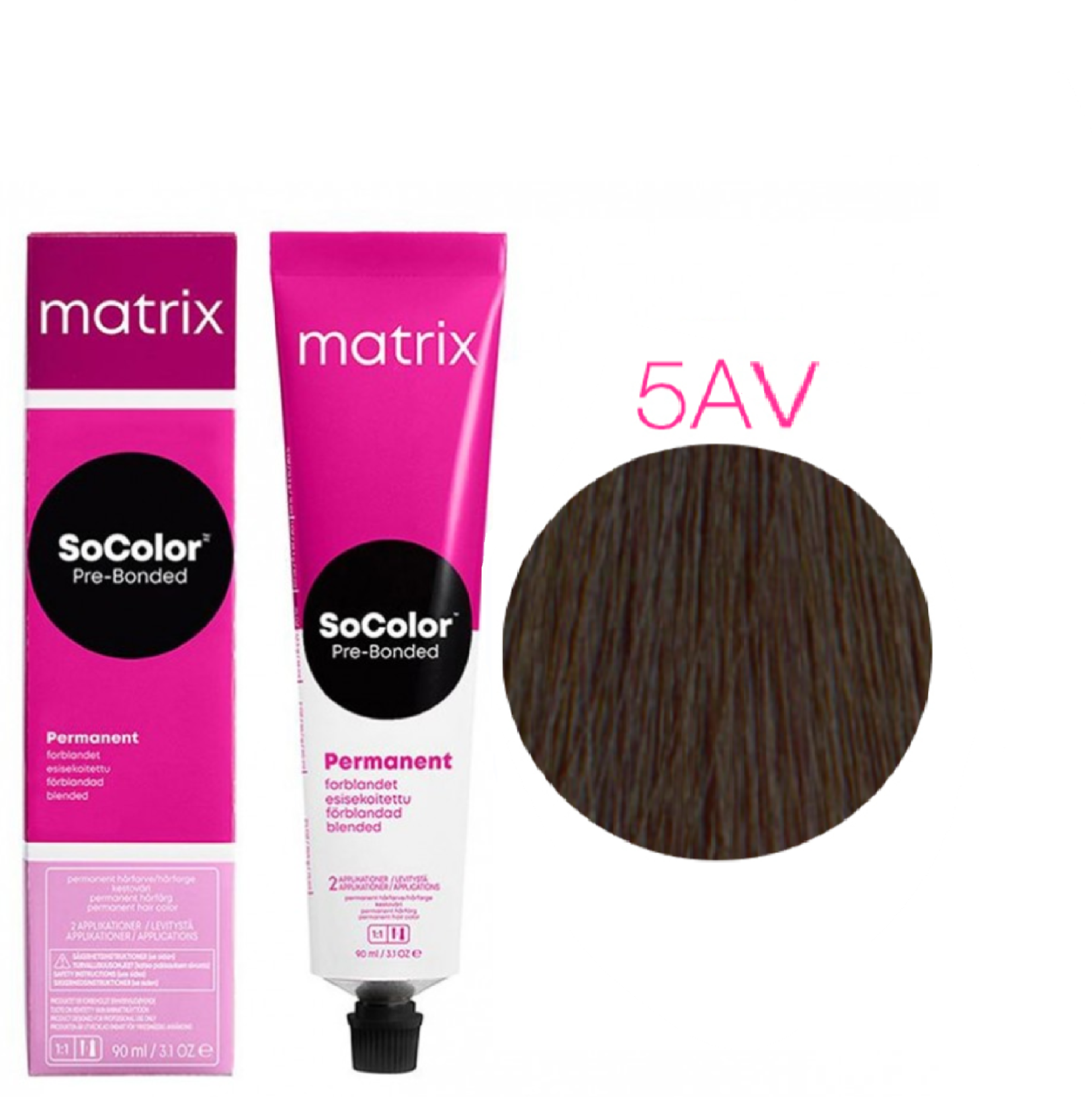 Matrix SoColor перманентная крем-краска для волос Pre-Bonded, 5Av светлый шатен пепельно-перламутровый, 90 мл