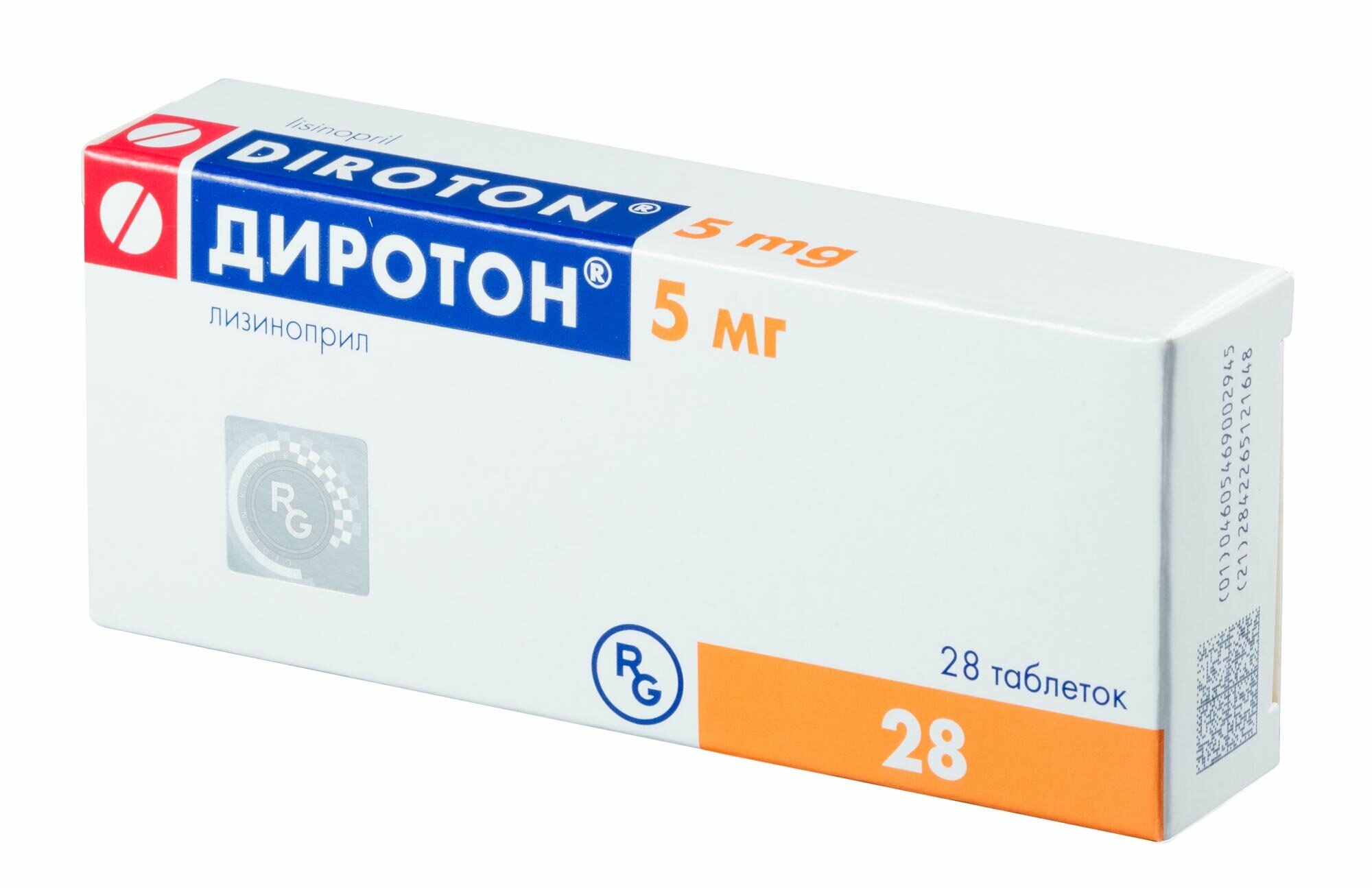 Диротон, таблетки 5 мг, 28 шт.