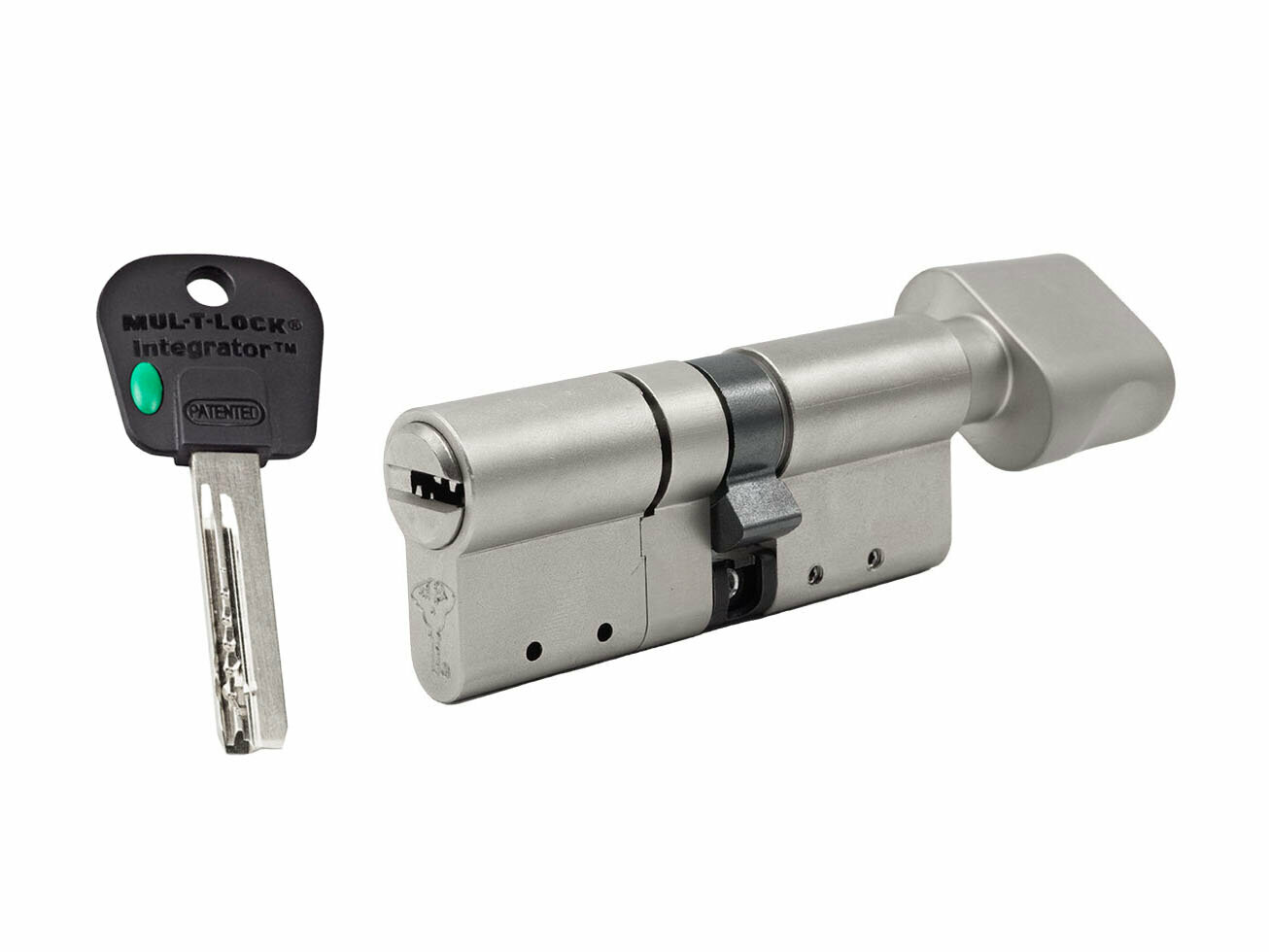 Цилиндр Mul-t-lock Integrator Modular ключ-вертушка 91мм (размер 60х31В мм) - Никель, Флажок