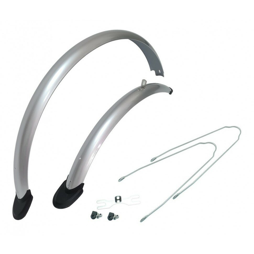 Крылья ПВХ с одинарными стойками 58мм 26" серебристые со спойлерами для горных велосипедов