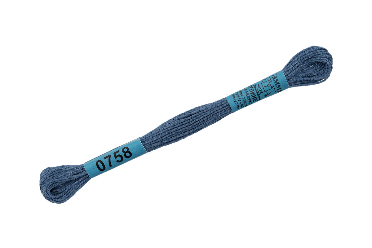 Мулине GAMMA нитки для вышивания 8м. 0758 серо-синий, 1 штука.