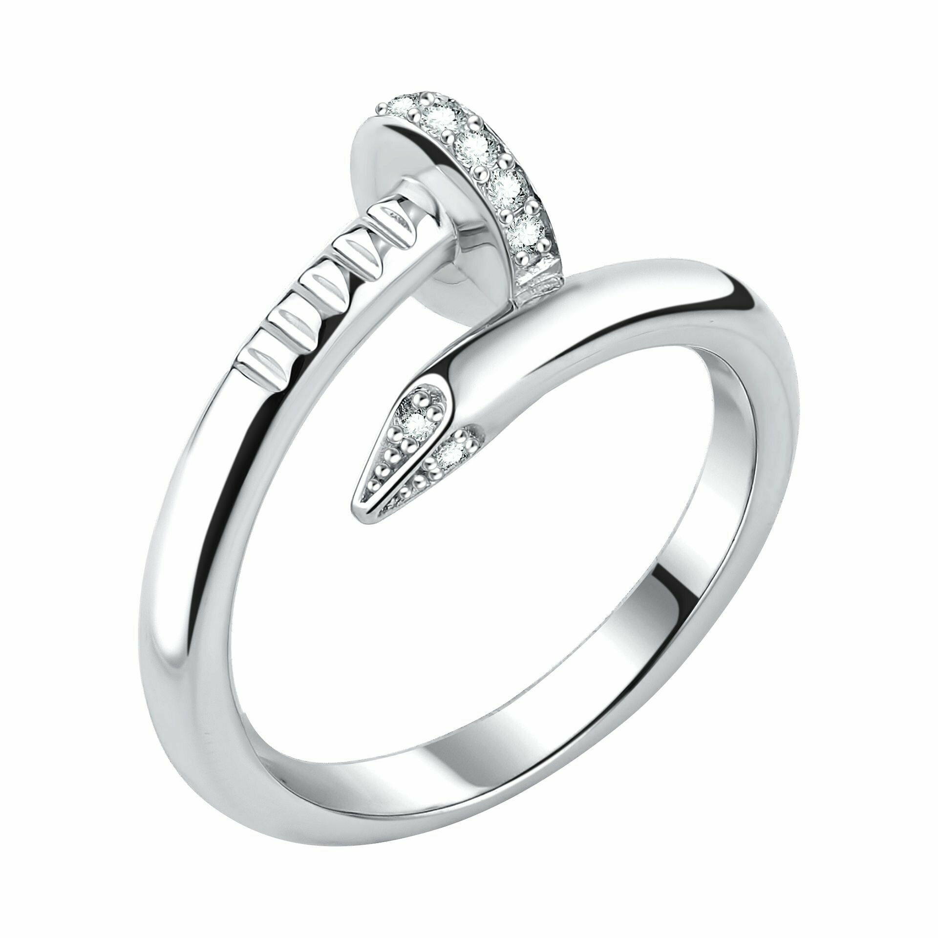 Кольцо, серебро, 925 проба, родирование, фианит