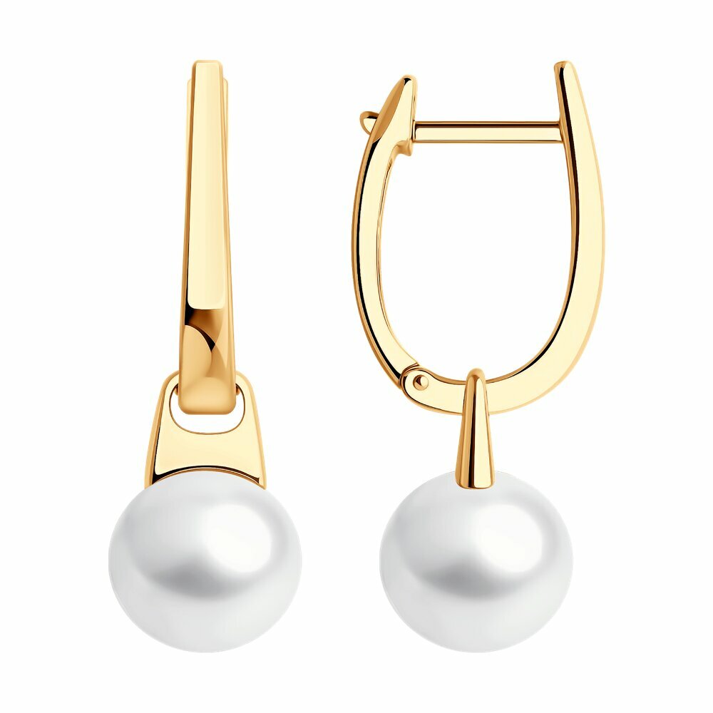 Серьги с подвесками, красное золото, 585 проба, жемчуг пресноводный культивированный