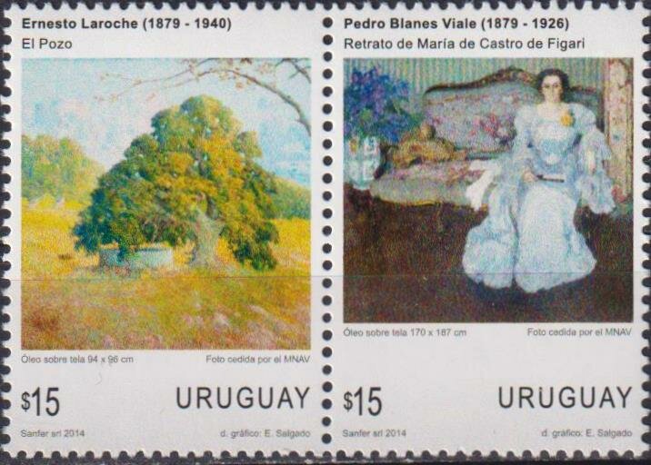 Почтовые марки Уругвай 2014г. "Живопись" Картины MNH
