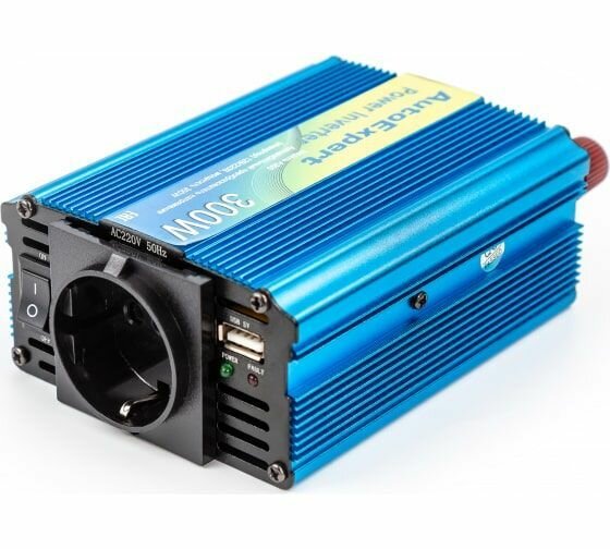 Автомобильный преобразователь напряжения (инвертор) AutoExpert A300, 12V/220V, 300W, евро-розетка, USB выход 5V/1A