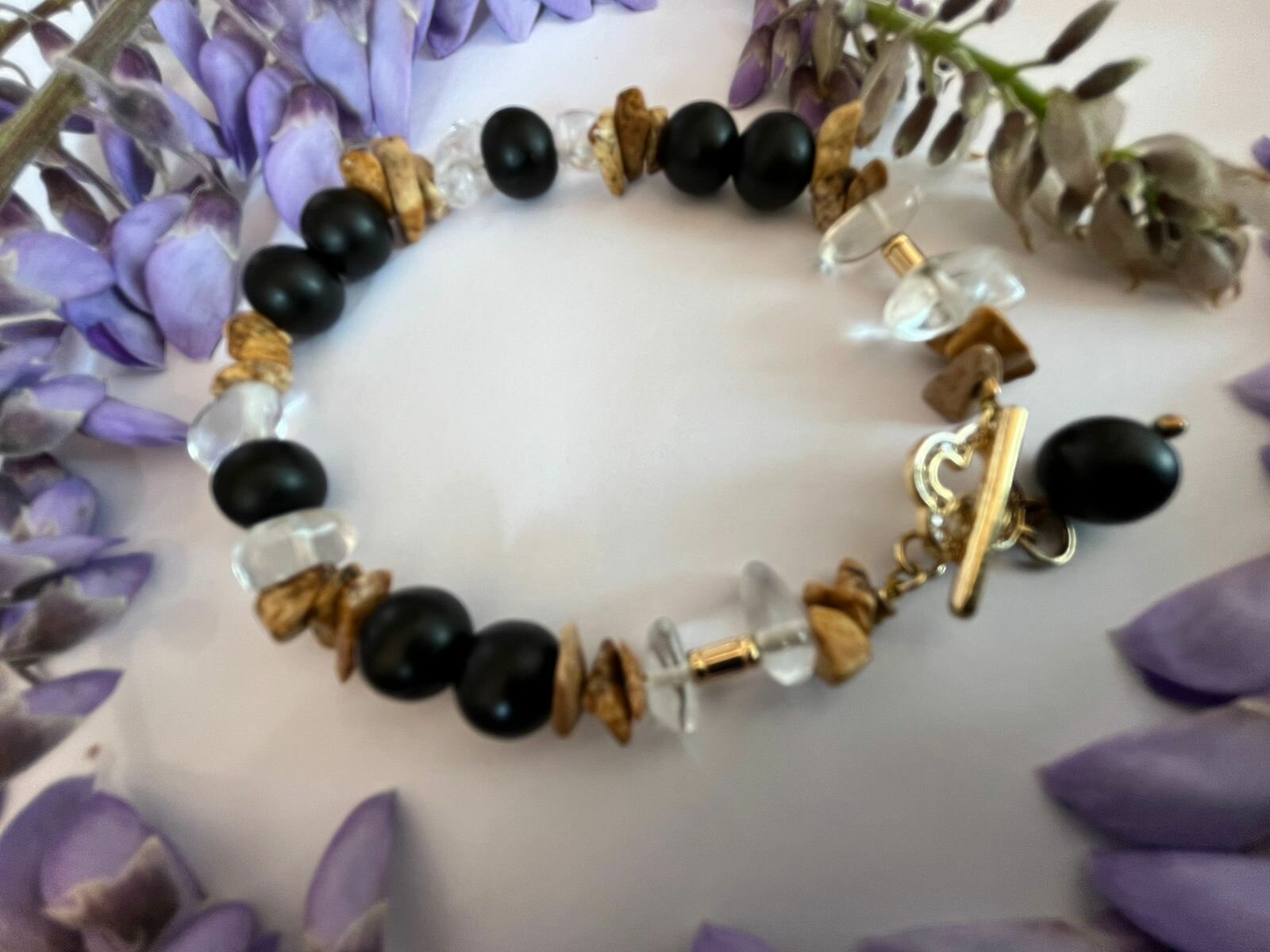 Браслет, яшма, шунгит