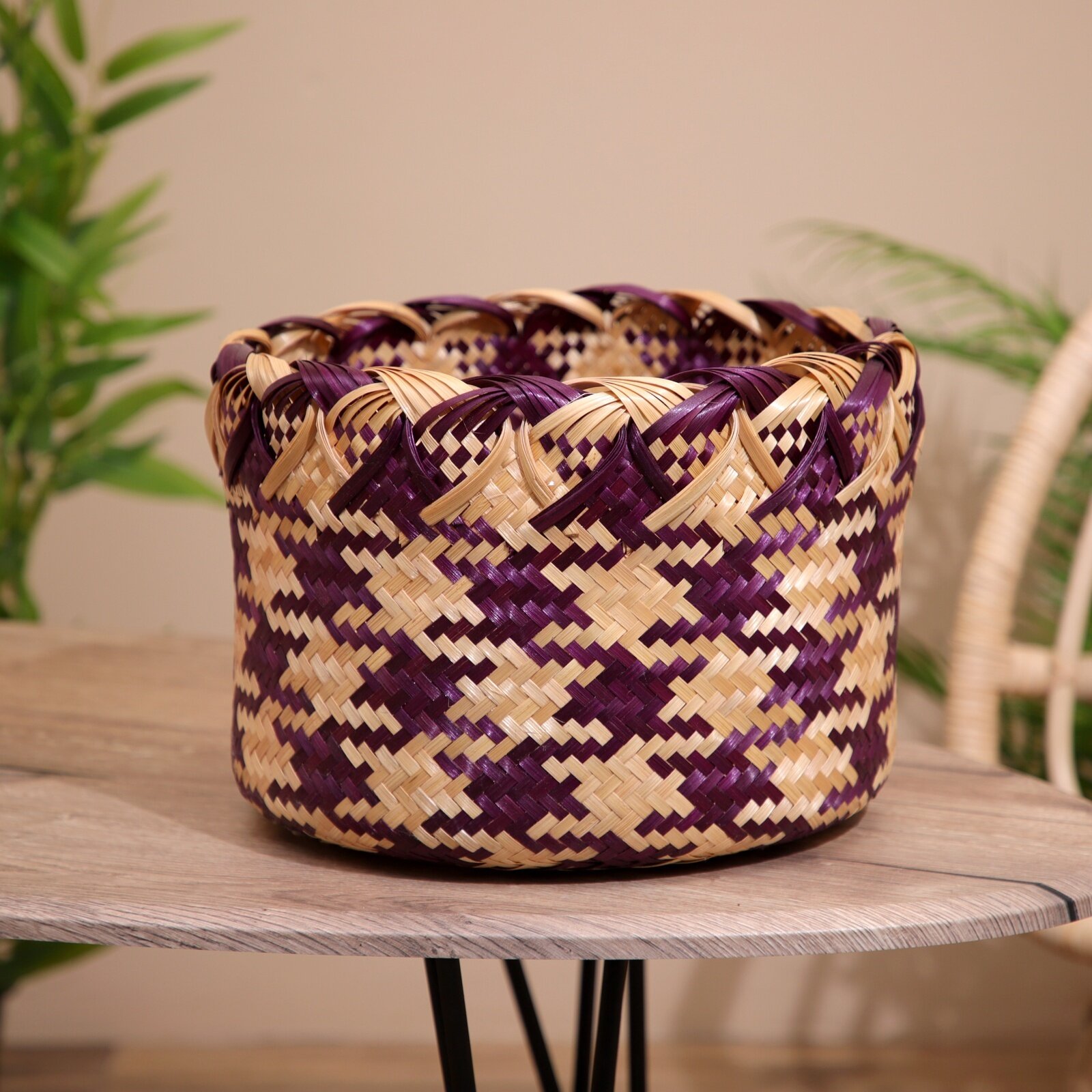 Корзинка для хранения плетёная, 30см×30см×25 см, бамбук, Индия