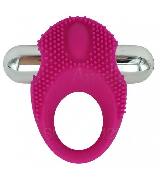 Эрекционное рельефное силиконовое кольцо с вибрацией Onjoy Silicone Collection (розовый)