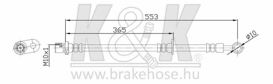 K&K FT0903 Шланг тормозной SUBARU XV 1.6 i 2.0 D 2.0 i 03.12-