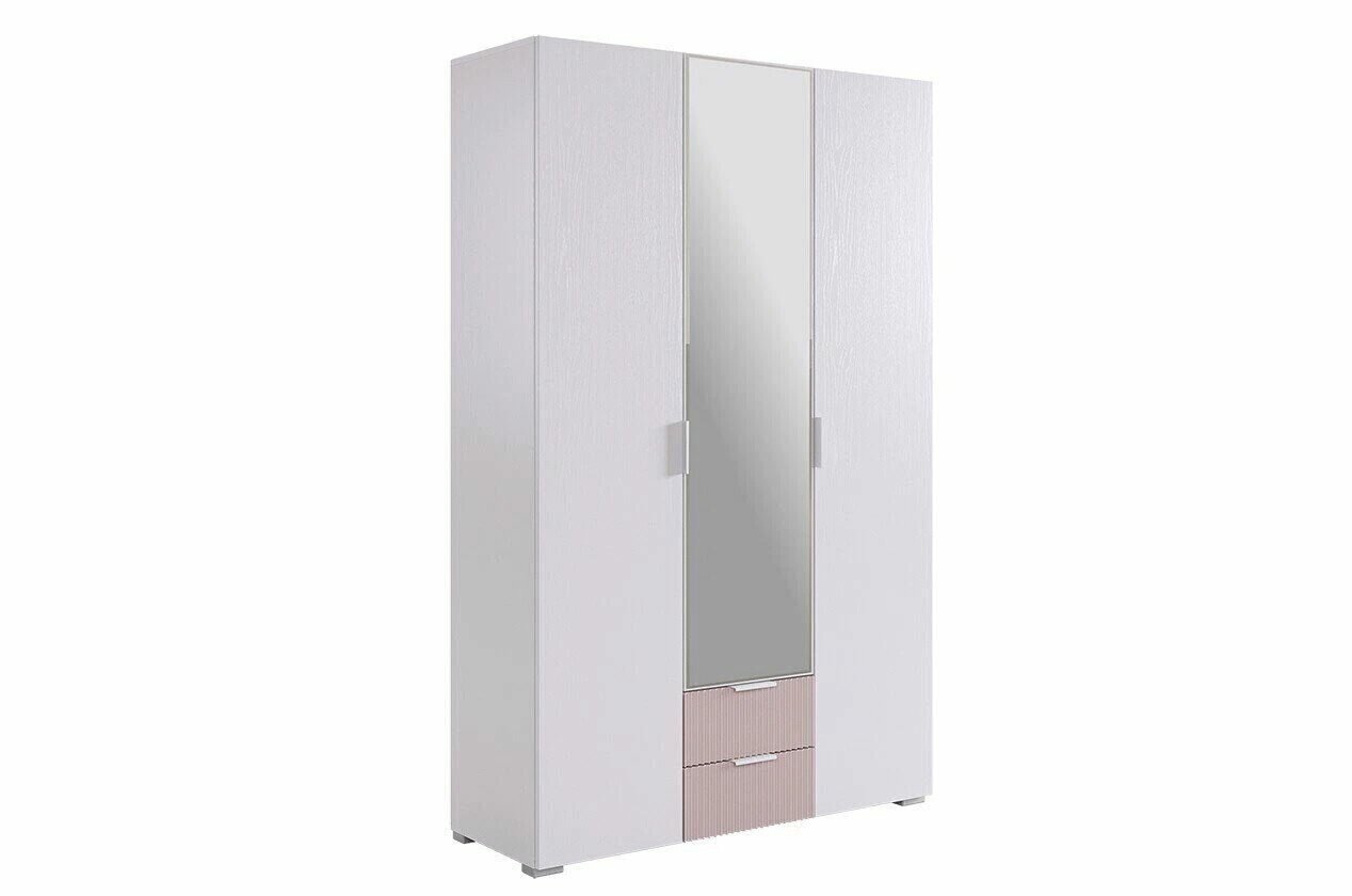 Шкаф трехдверный «Зефир» 109.02, белое дерево/пудра розовая (1200х422х1900)