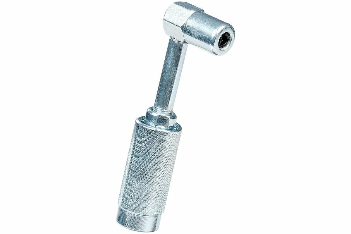 Угловой удлиненный наконечник для плунжерного шприца NORDBERG NO9010 – резьба M10, совместимость с бочками 240‑290 мм