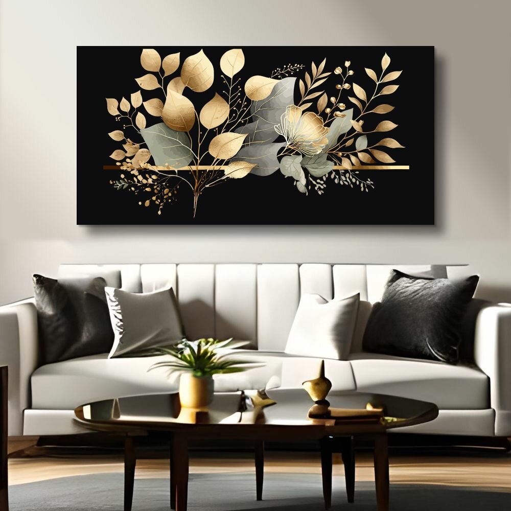 "Золотые листья на черном" 40х80 1 шт.