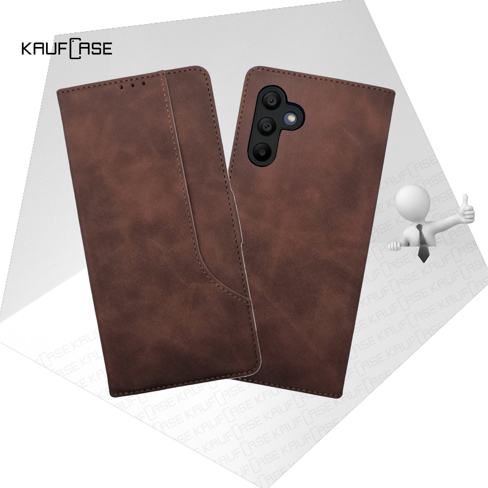 Чехол книжка с карманом кошельком для вашего смартфона Samsung S24 (6.2"), коричневый. Матовая текстура под кожу, дополнительный карман на крышке чехла, отделения для карт и купюр