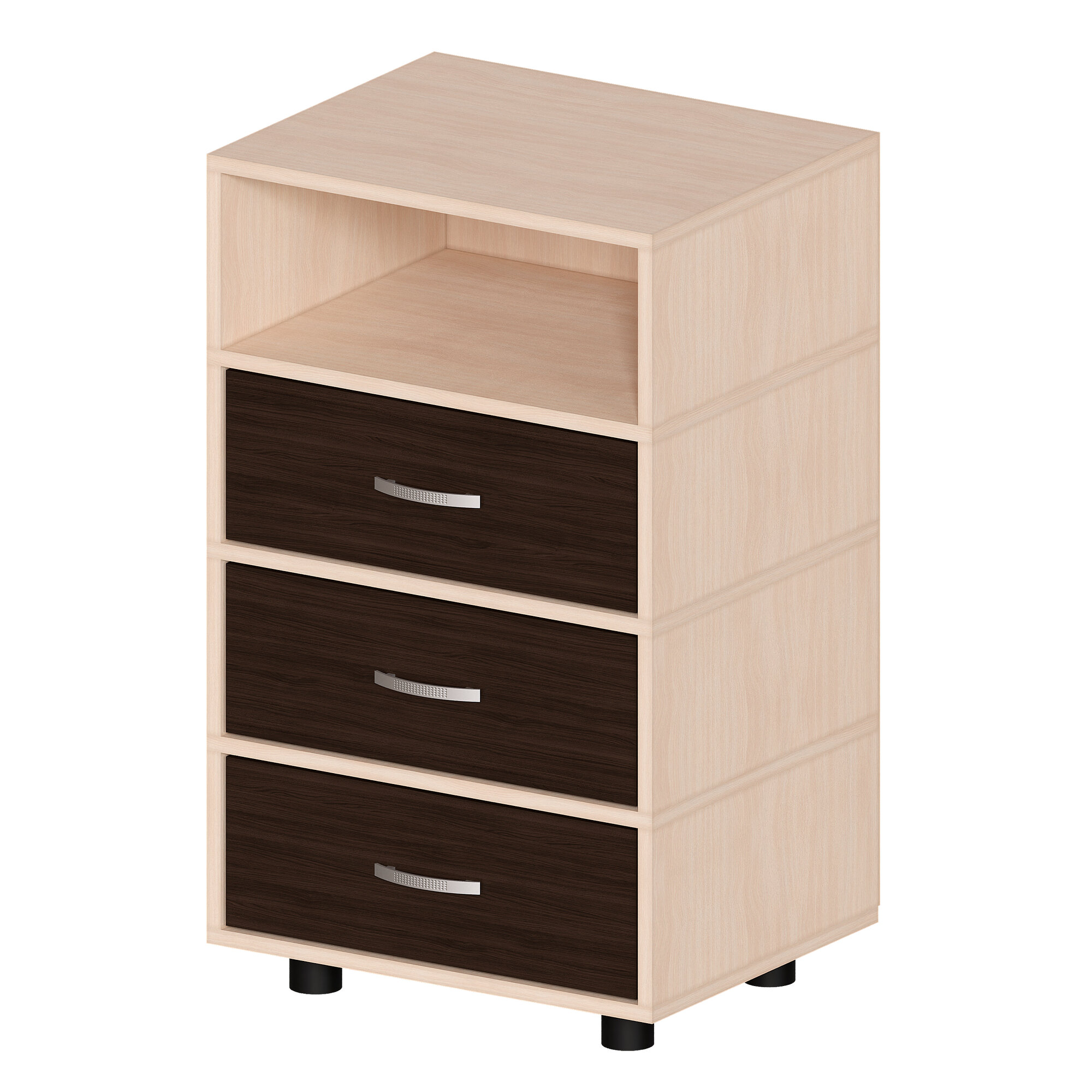 Комод СитиМебель-6 Ширина 40 см, Глубина 30 см, Высота 83 см, цвет: каркас дуб молочный, фасад Венге