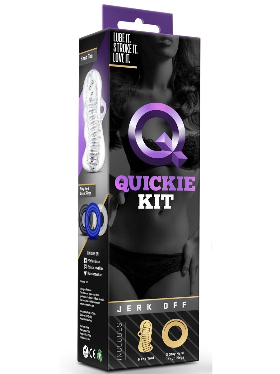 Прозрачный мастурбатор для мужчин + 3 эрекционных кольца "QUICKIE KIT JERK OFF CLEAR" 5см