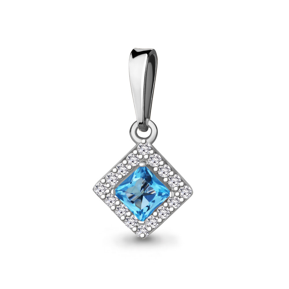 Подвеска, серебро, 925 проба, фианит, топаз